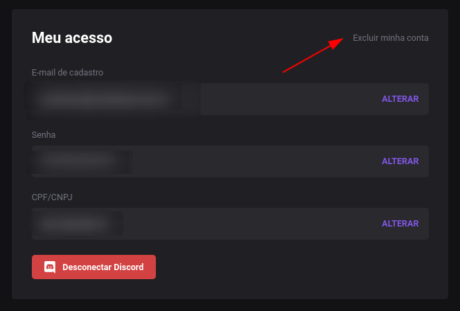Como excluir minha conta?
